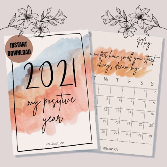 POSITIVE 2021 CALENDAR PDF Downloadable Manifestation | Etsy