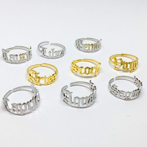 Old English Initial Ring Gold / Silver Stainless Steel - Etsy UK