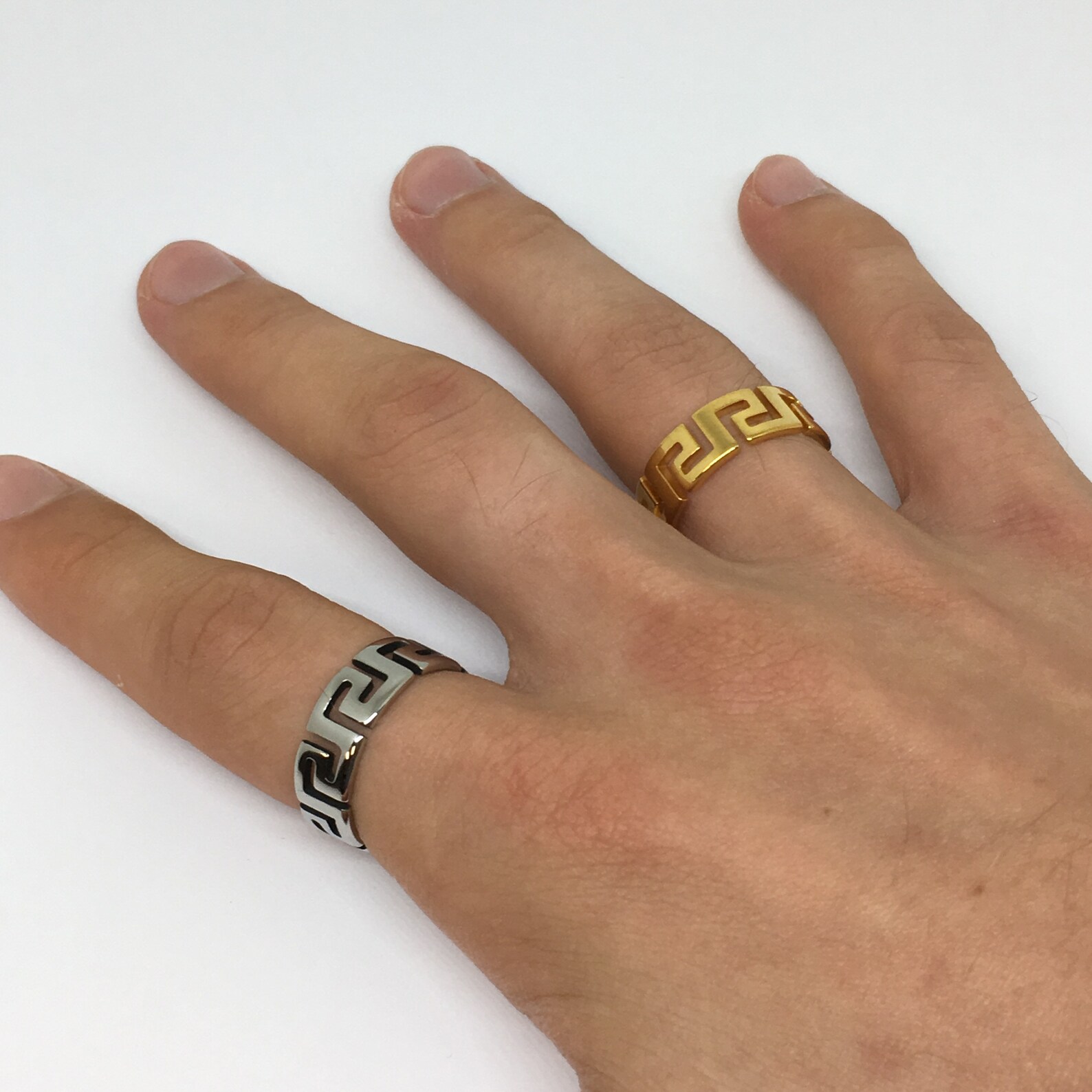 Aztec 3D Pattern Ring Unisex Gold / Silver Stainless Steel - Etsy