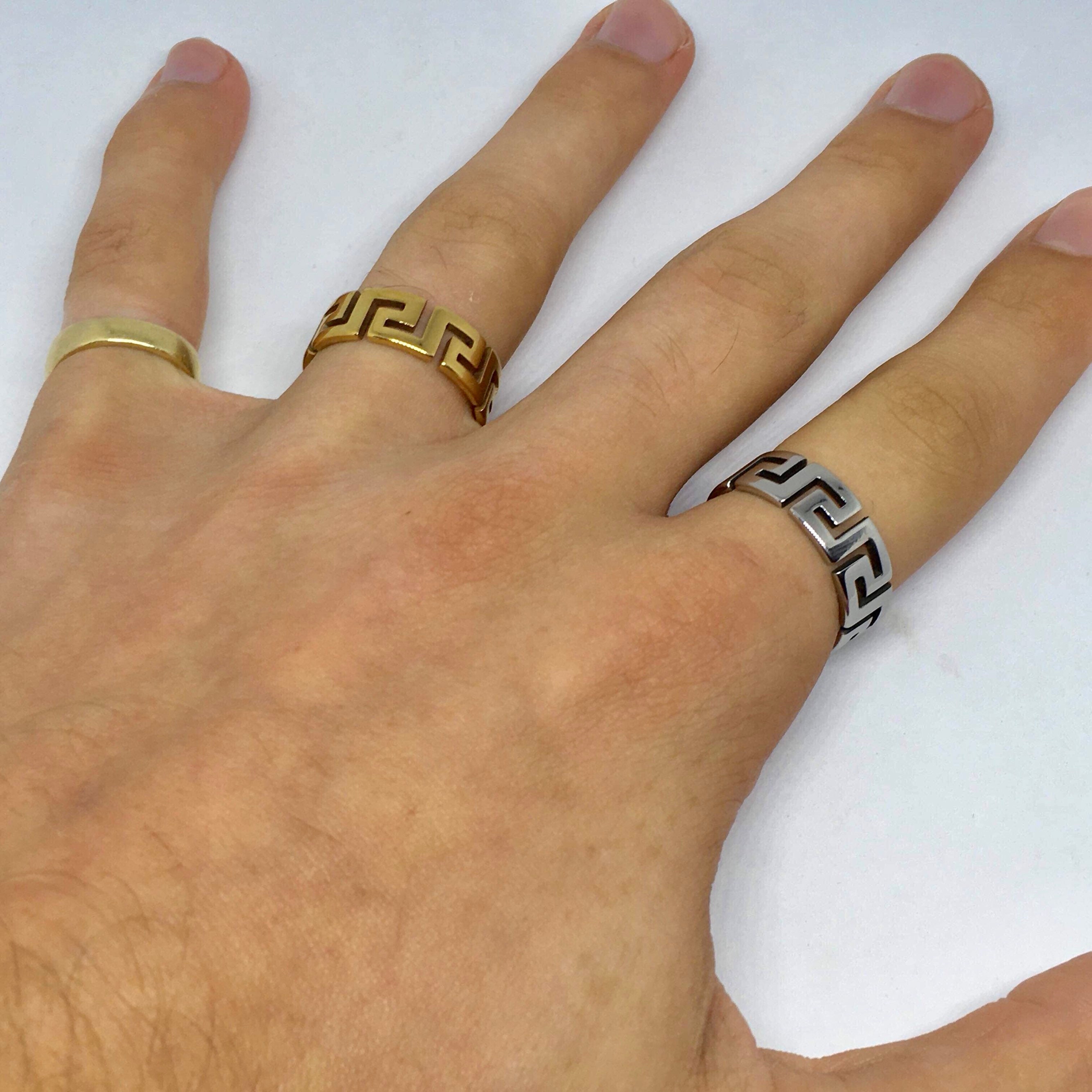 Aztec 3D Pattern Ring Unisex Gold / Silver Stainless Steel | Etsy