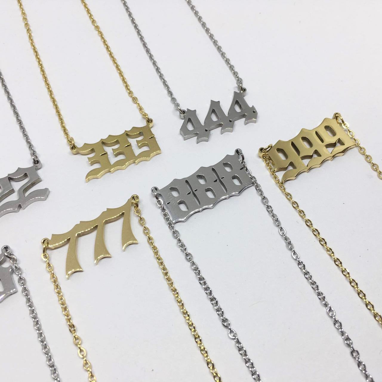 Old English Angel Number Necklace Gold / Silver Stainless | Etsy