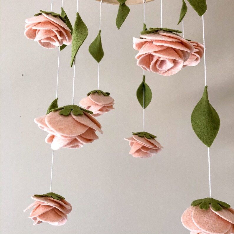 Rose Mobile, Pink Mobile, Felt Flower Mobile, Floral Nursery Mobile ...