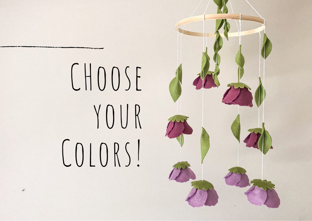 Baby Girl Felt Flower Mobile, Neutral Mobile, Neutral Flower Mobile ...