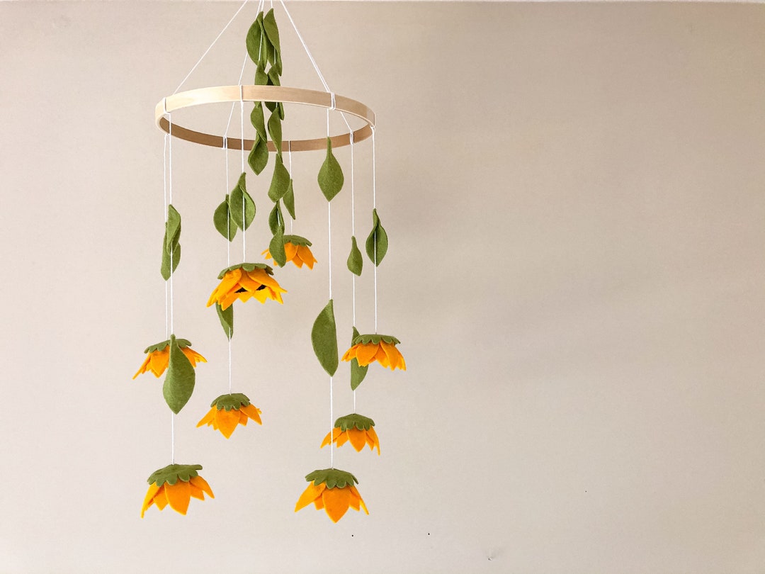 Sunflower Mobile, Felt Flower Baby Mobile, Sunflower Baby Mobile ...