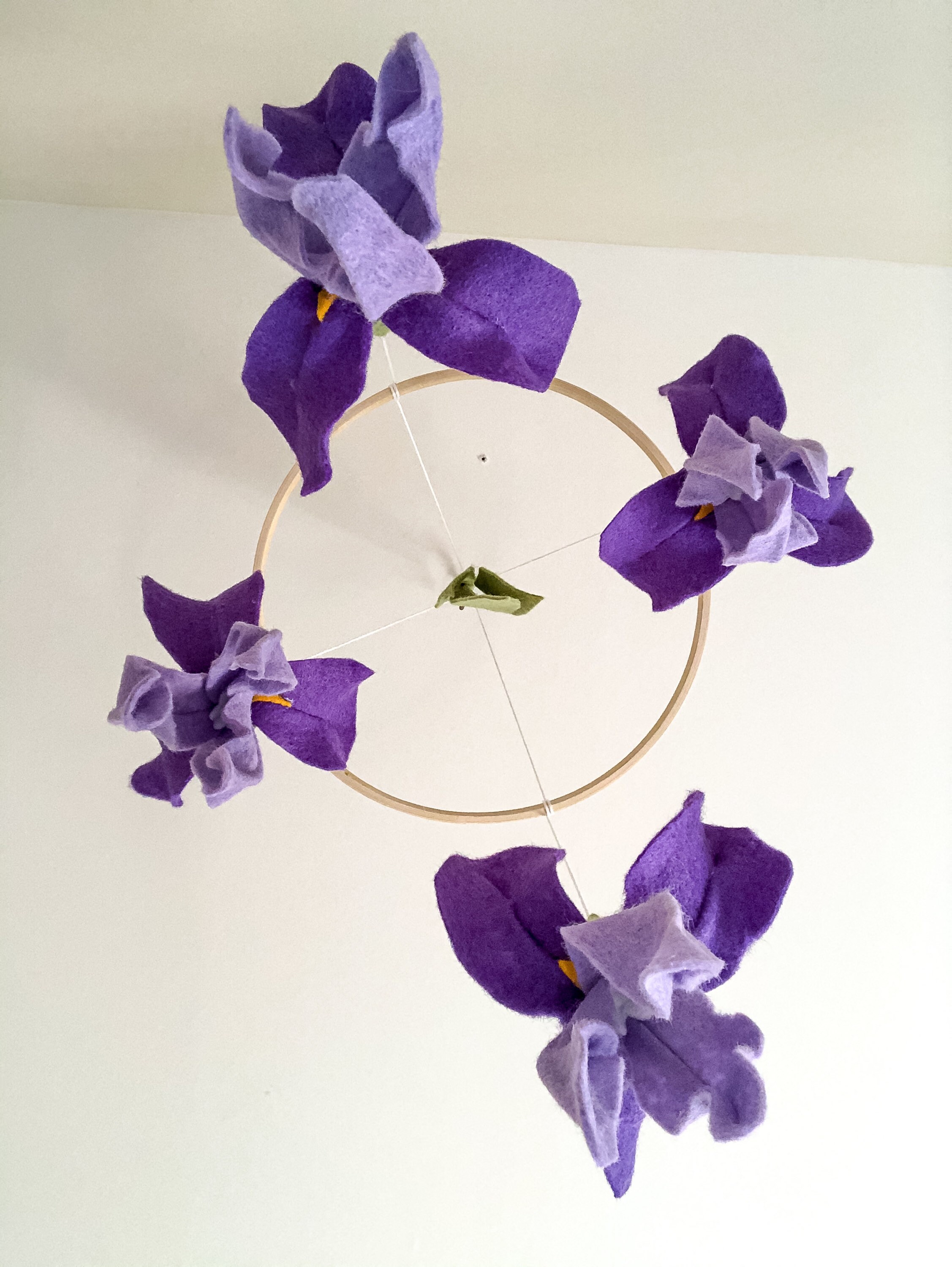 Iris Mobile, Purple Mobile, Felt Flower Mobile, Floral Nursery Mobile ...