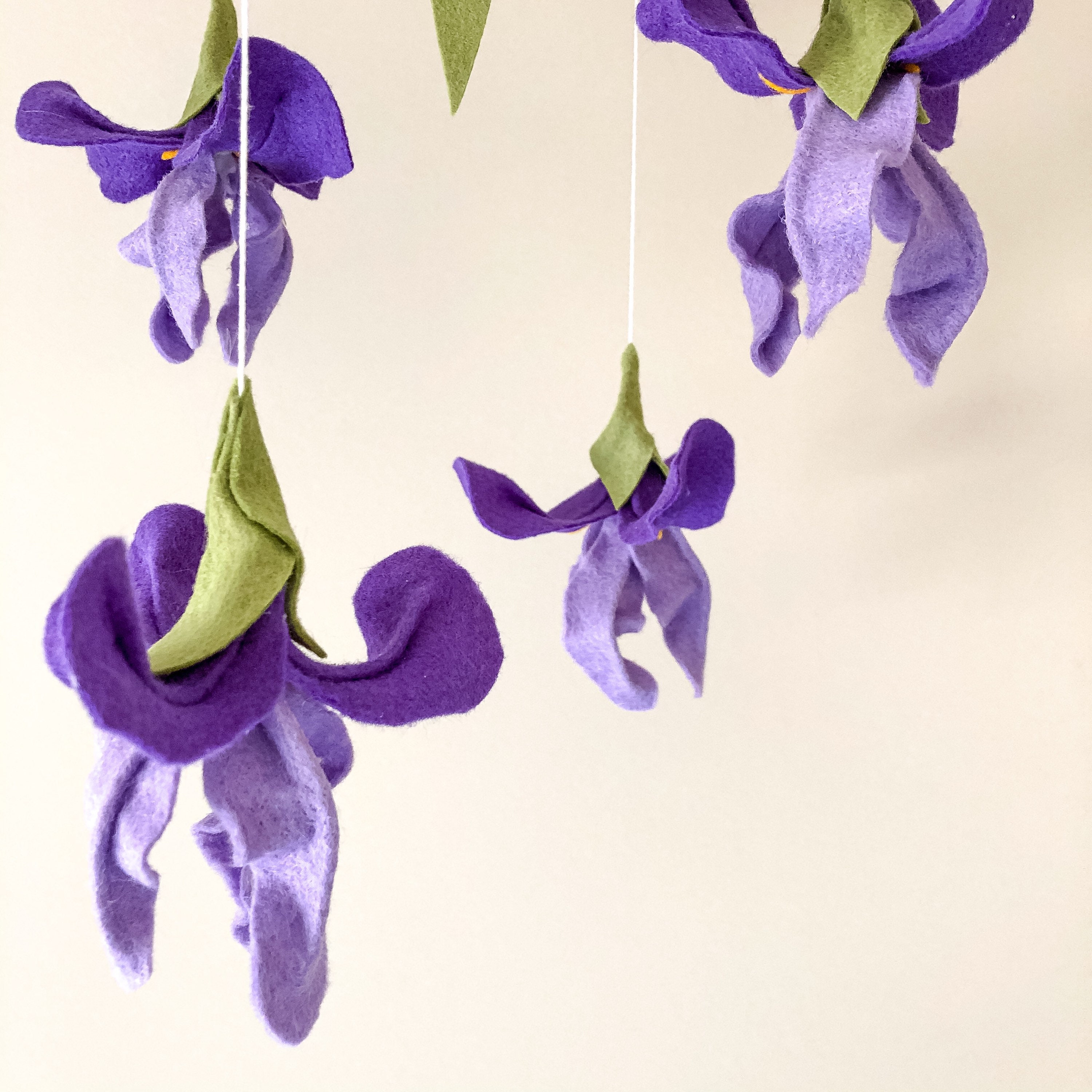 Iris Mobile, Purple Mobile, Felt Flower Mobile, Floral Nursery Mobile ...
