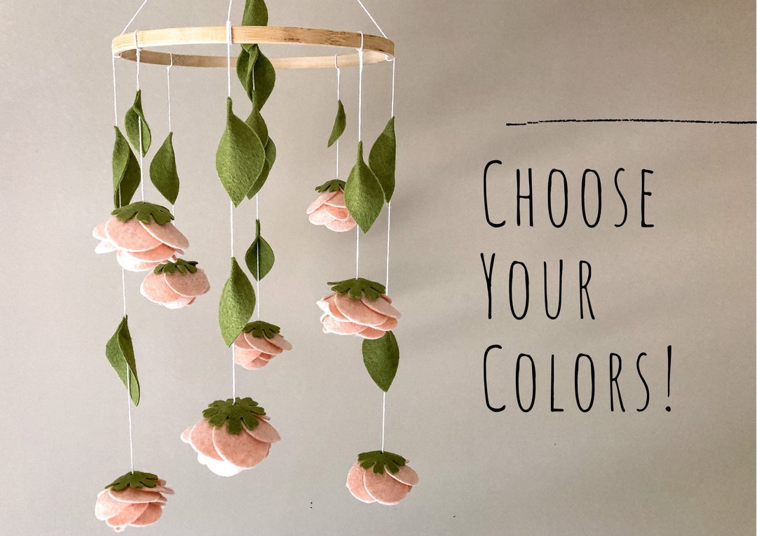 Rose Mobile, Pink Mobile, Felt Flower Mobile, Floral Nursery Mobile ...