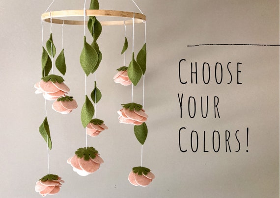 Rose Mobile Pink Mobile Felt Flower Mobile Floral Nursery - Etsy