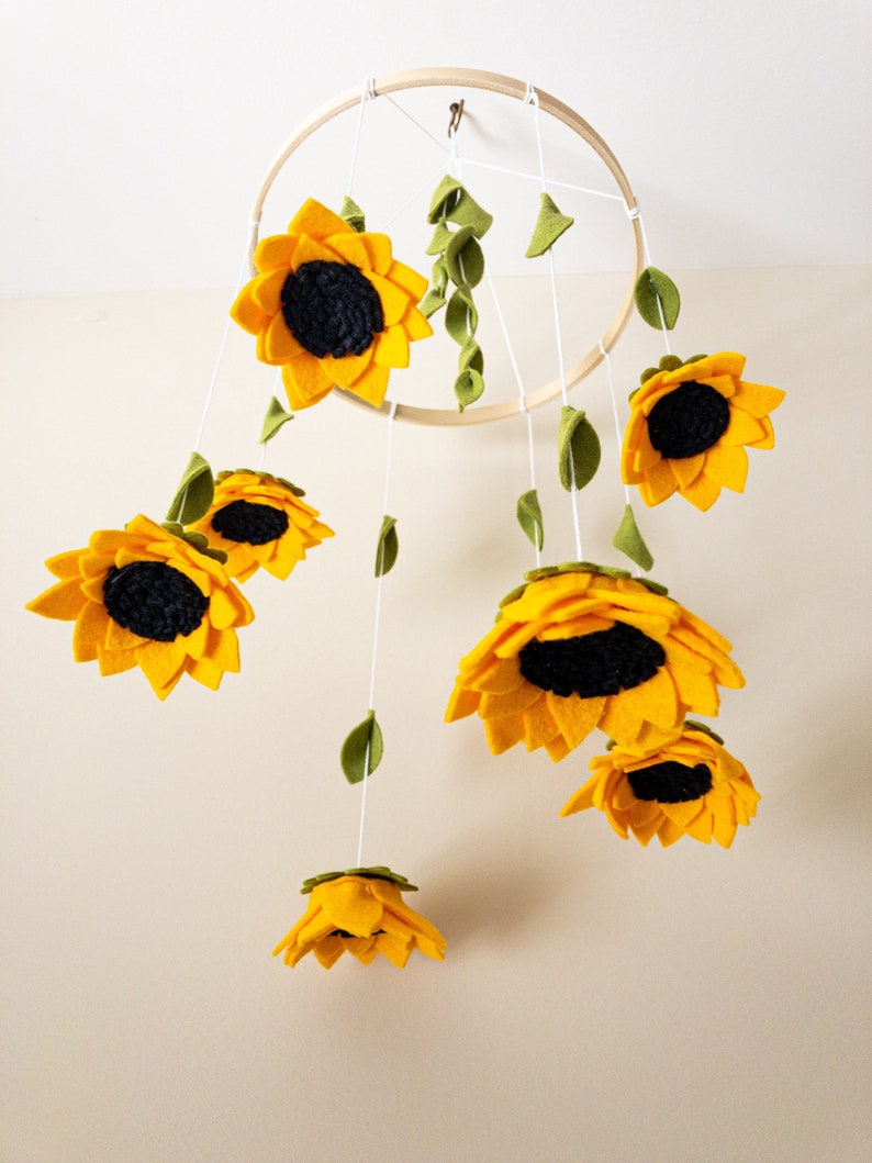 Sunflower Mobile, Felt Flower Baby Mobile, Sunflower Baby Mobile ...