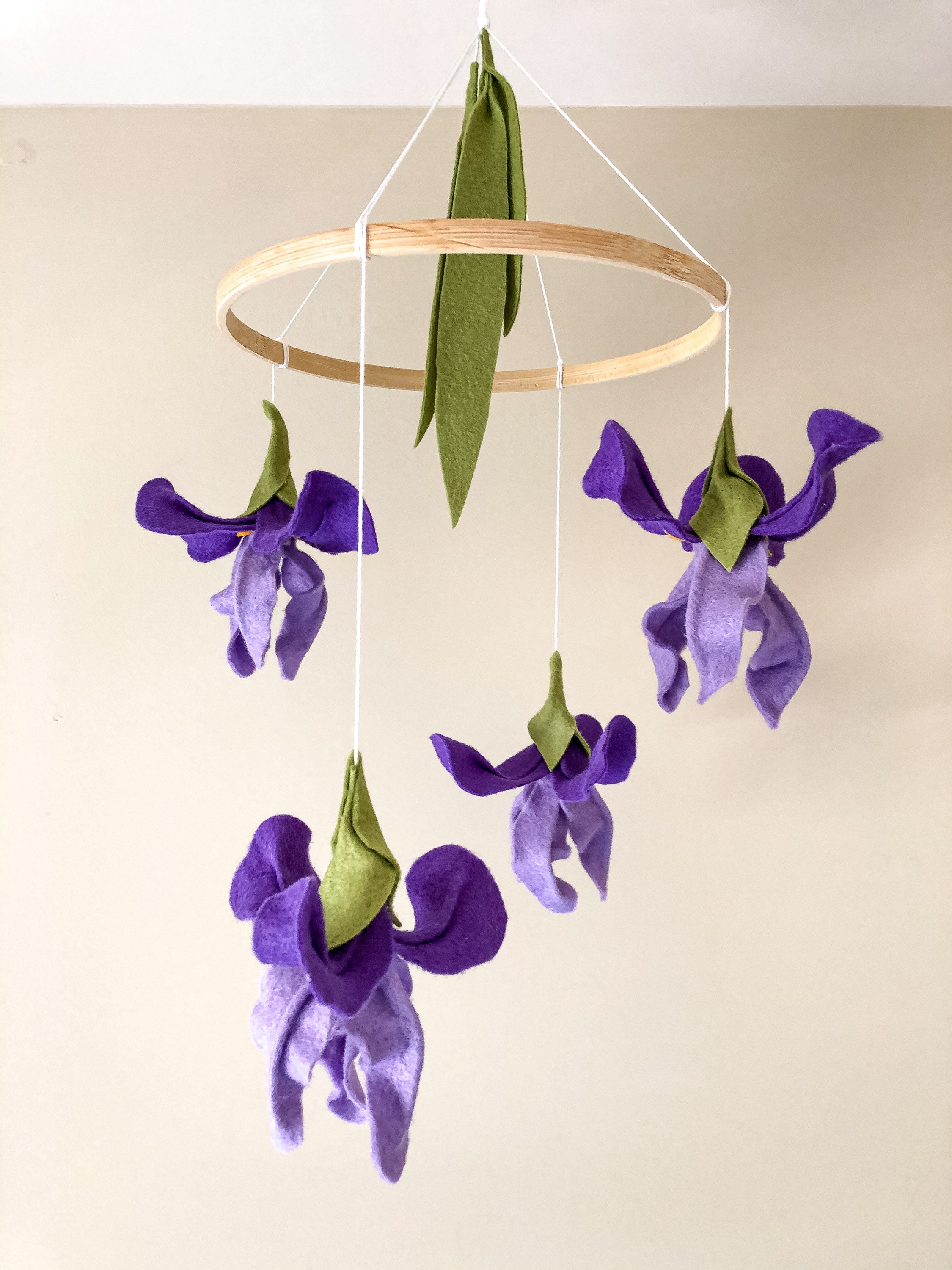 Iris Mobile, Purple Mobile, Felt Flower Mobile, Floral Nursery Mobile ...