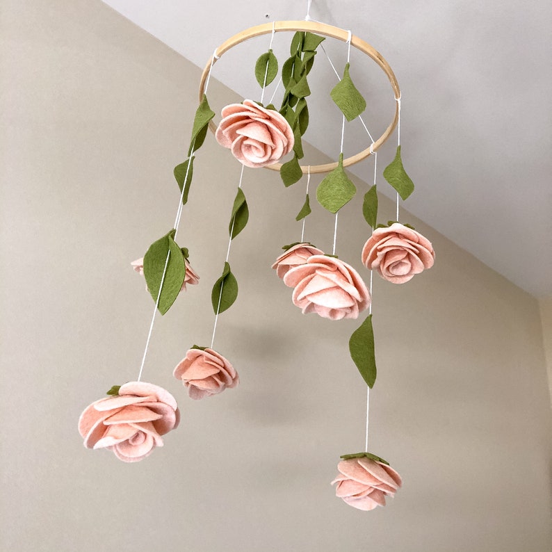 Rose Mobile, Pink Mobile, Felt Flower Mobile, Floral Nursery Mobile ...