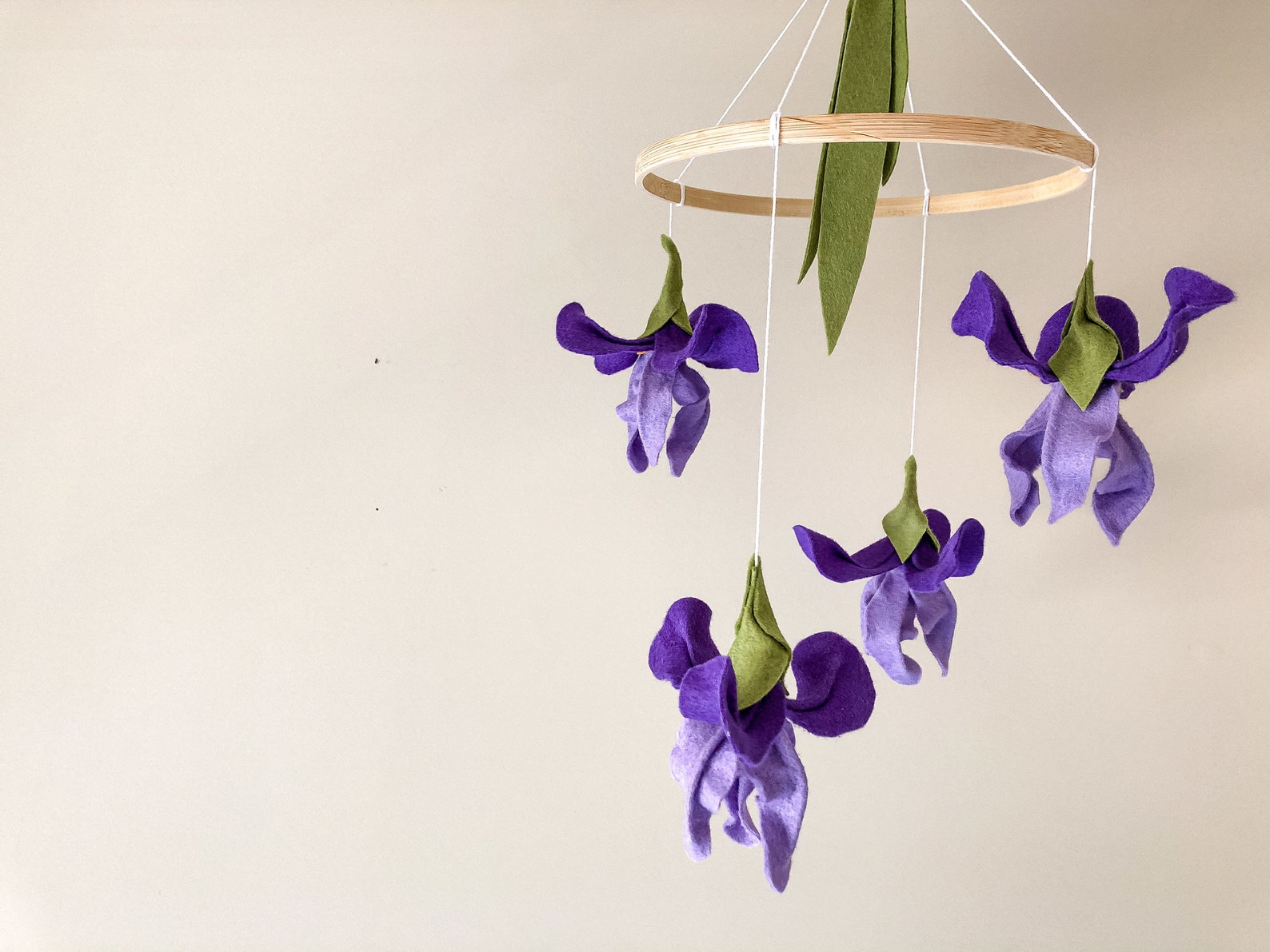 Iris Mobile, Purple Mobile, Felt Flower Mobile, Floral Nursery Mobile ...
