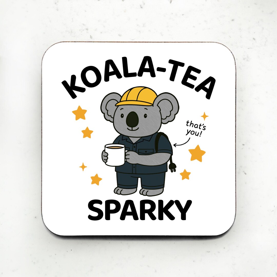 Koala Tea Electrician Coaster: Funny Birthday, Christmas or Thank You ...