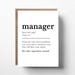 Manager Definition Card, Funny Thank You Card for Manager ...