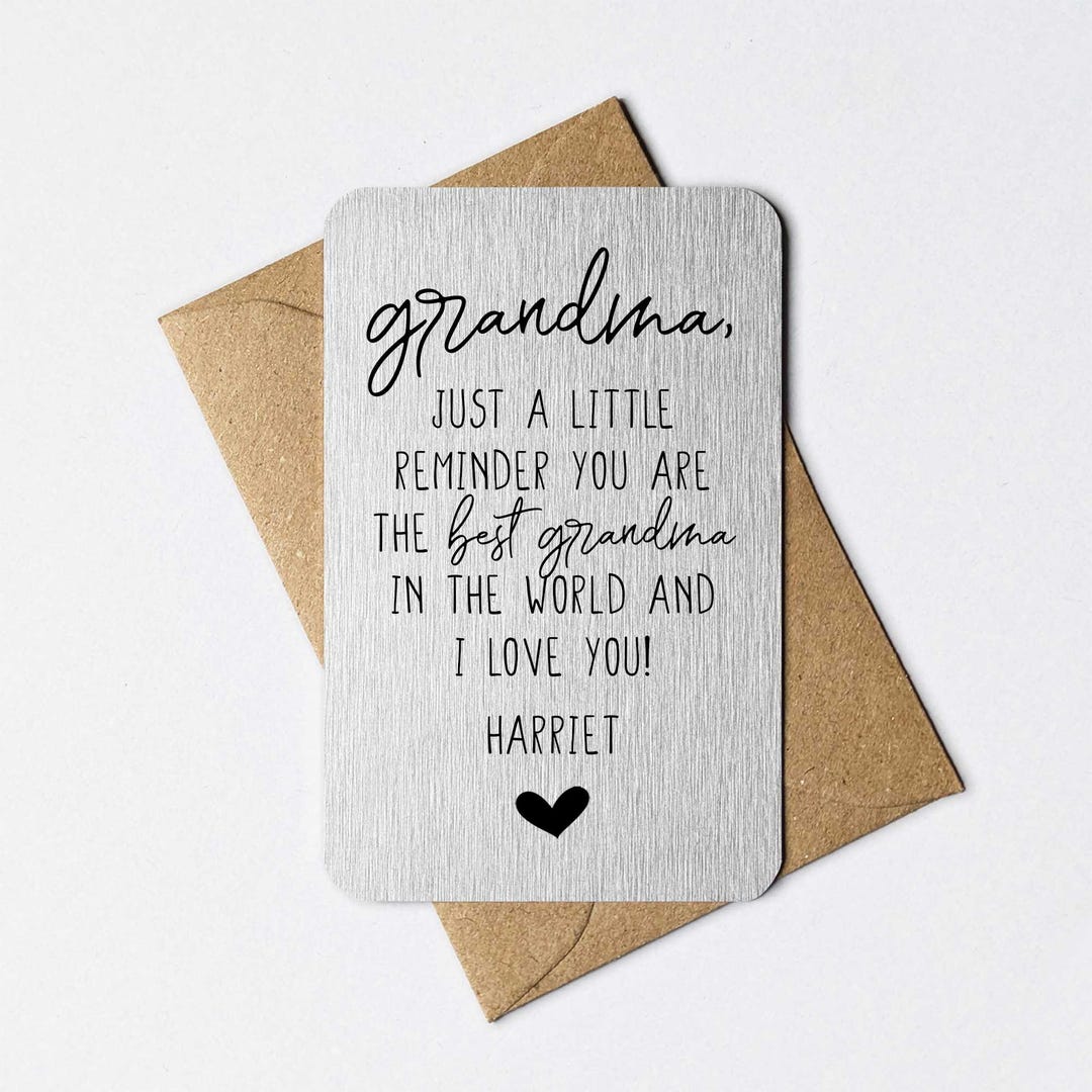 Personalised Grandma Wallet Card: Brushed Silver, Gift for Grandmother ...