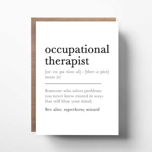 Occupational Therapist Definition Card, Thank You Card for Occupational ...