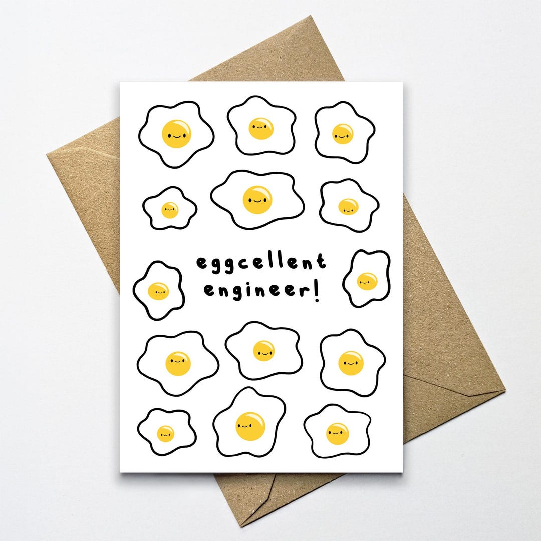 Eggcellent Engineer Card, Funny Engineer Card, Happy Birthday Card ...