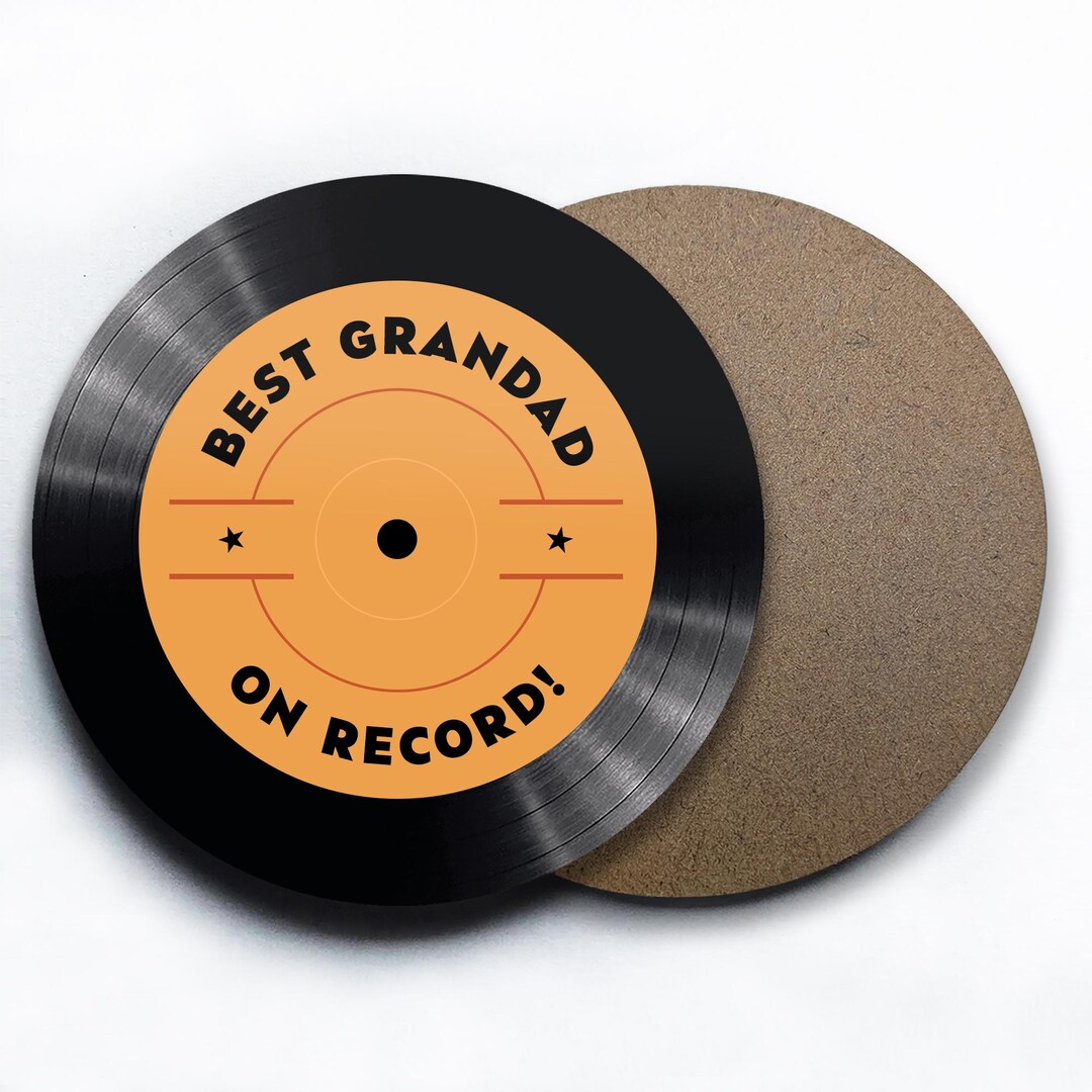 Best Grandad on Record, Vinyl Record, Grandad Gift, Cute Gift, Pun Gift ...