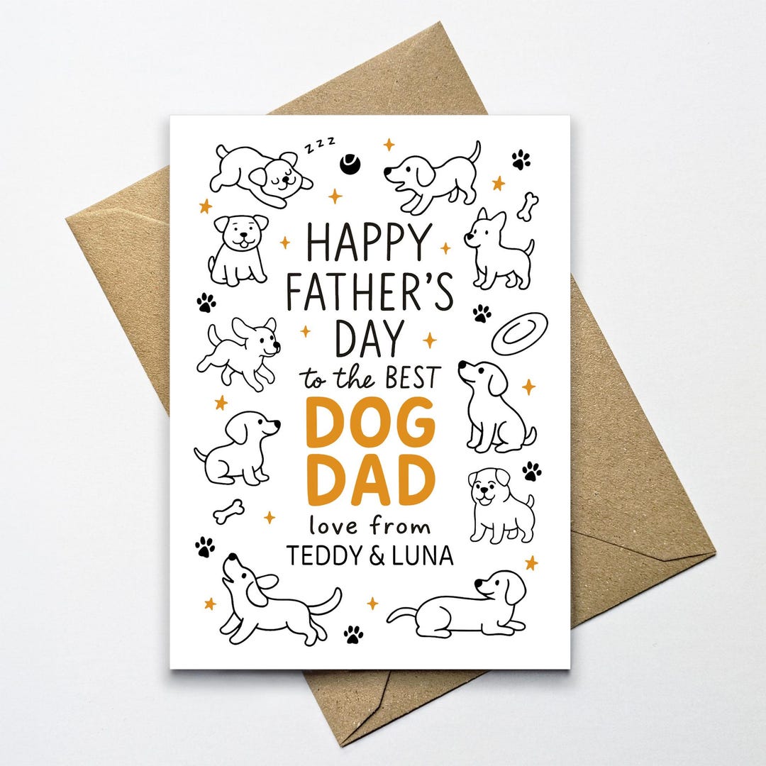 Happy Father's Day to the Best Dog Dad Card, Personalised Dog Dad Card ...