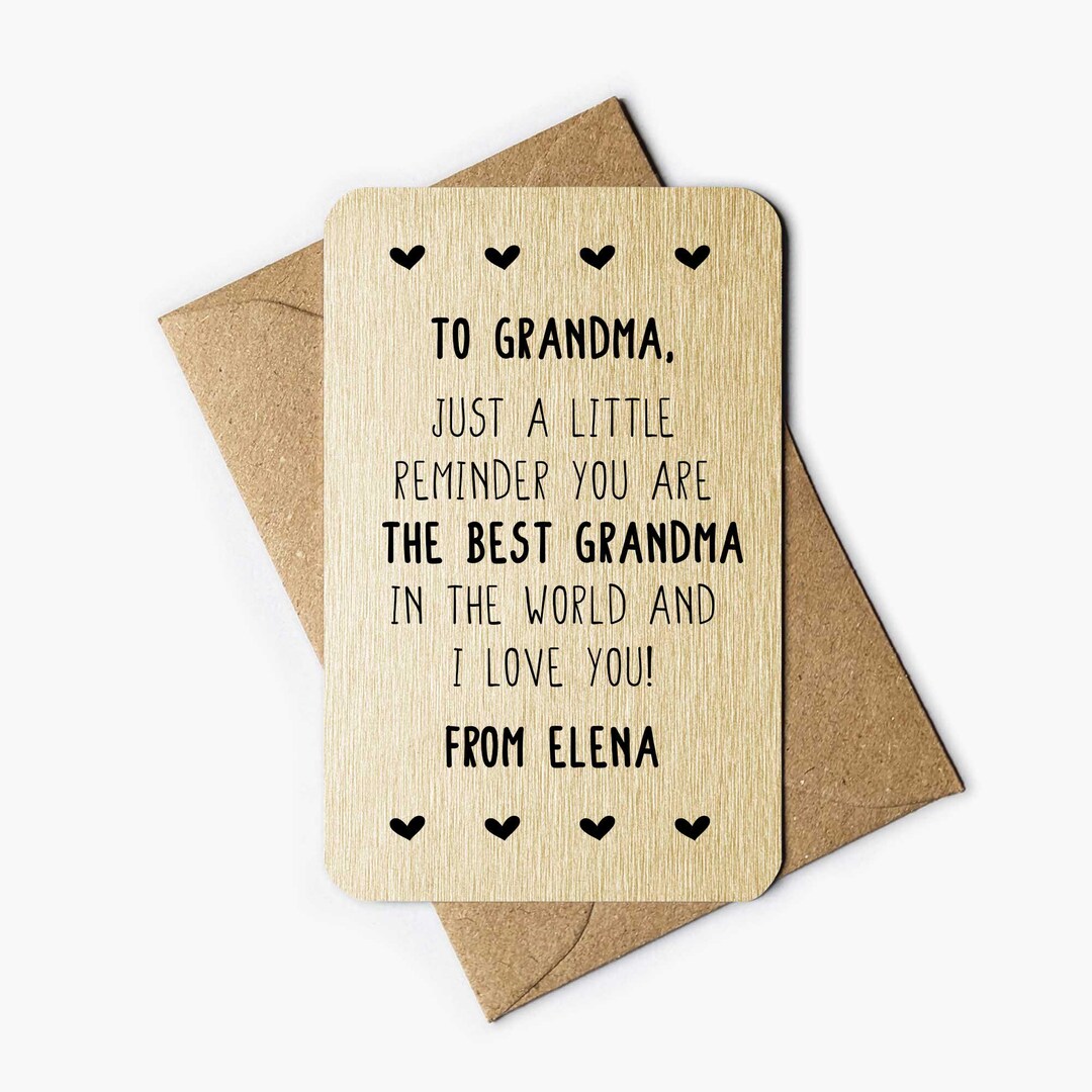 Personalised Grandma Wallet Card: Brushed Gold Pocket Reminder Gift - Etsy
