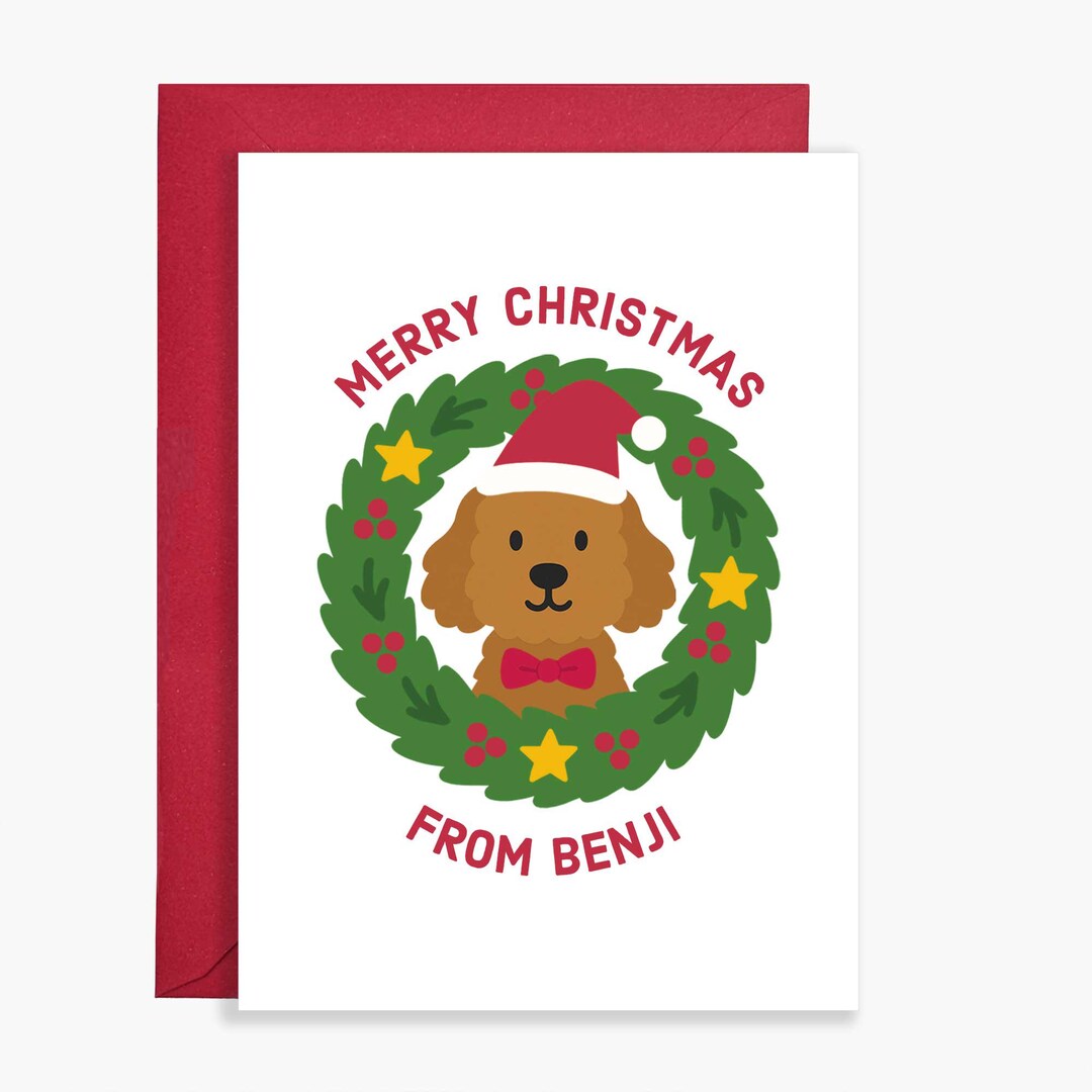 Personalised Cockapoo Christmas Card: Custom Fur Colour, Christmas Card ...