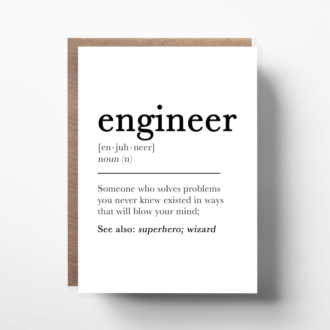 Engineer Definition Card: Graduation, Birthday, or Christmas ...