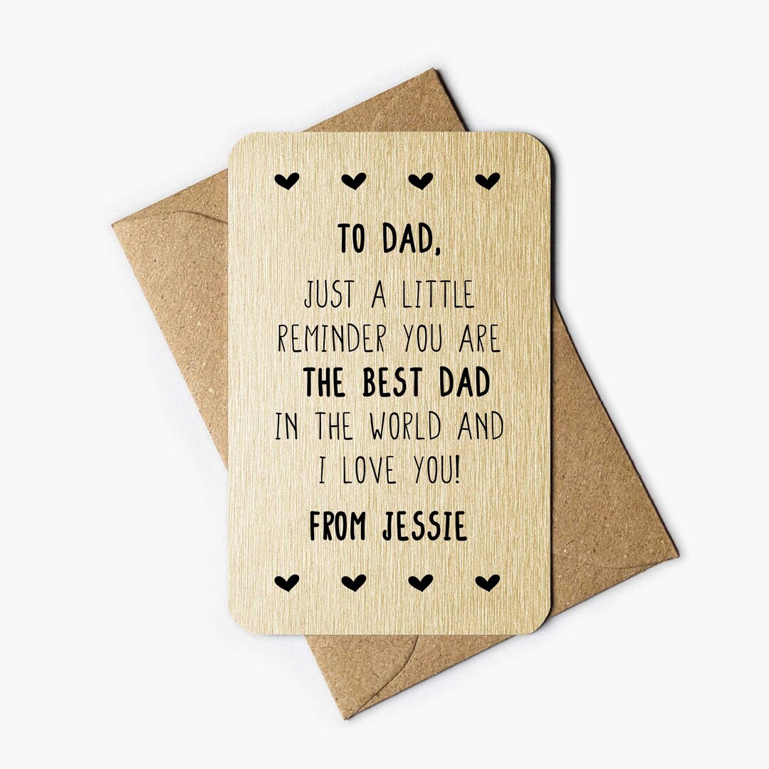 Personalised Best Dad Wallet Card in Gold, Pocket Reminder for Dad ...