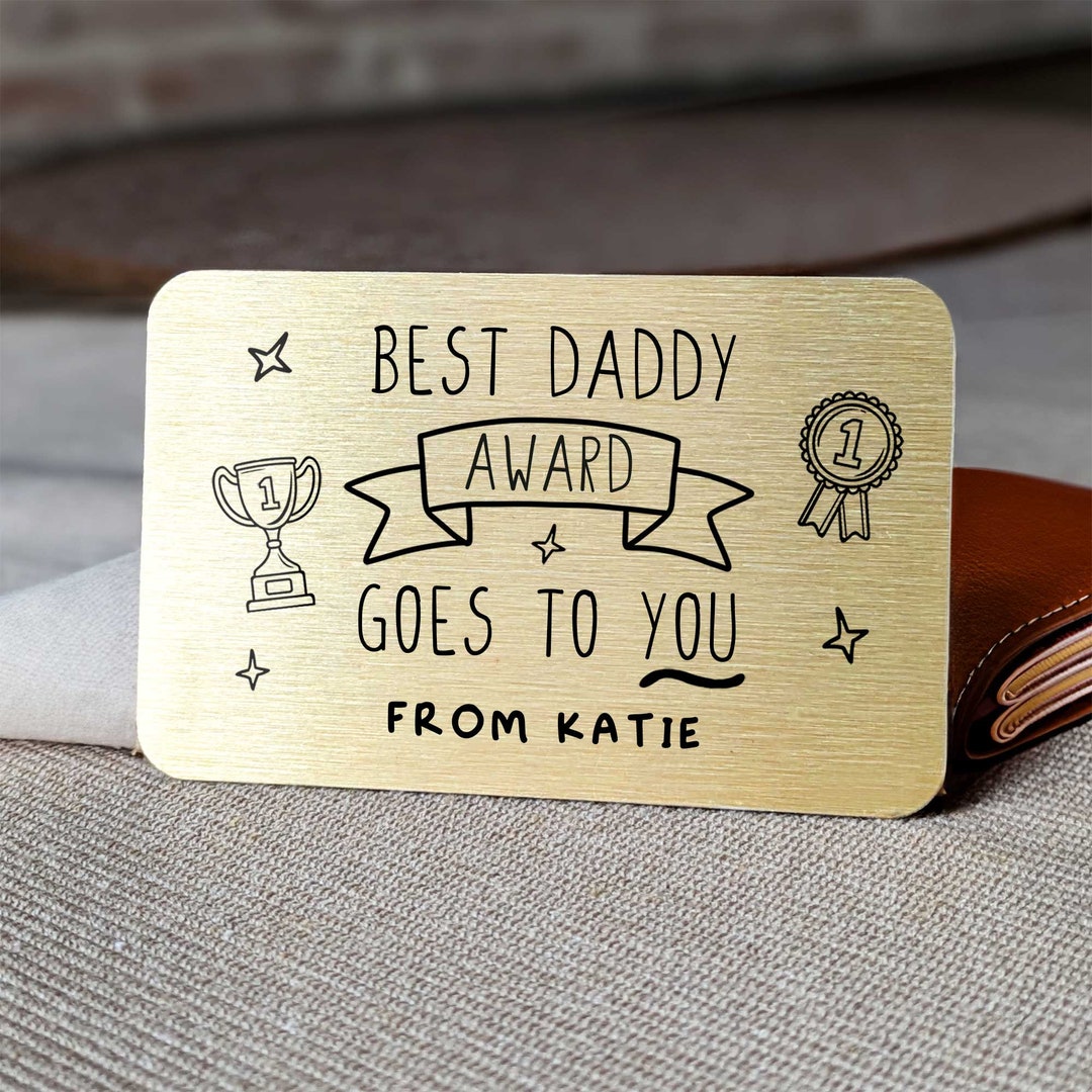 Best Daddy Award Gold Wallet Card With Personalised Name, Pocket ...