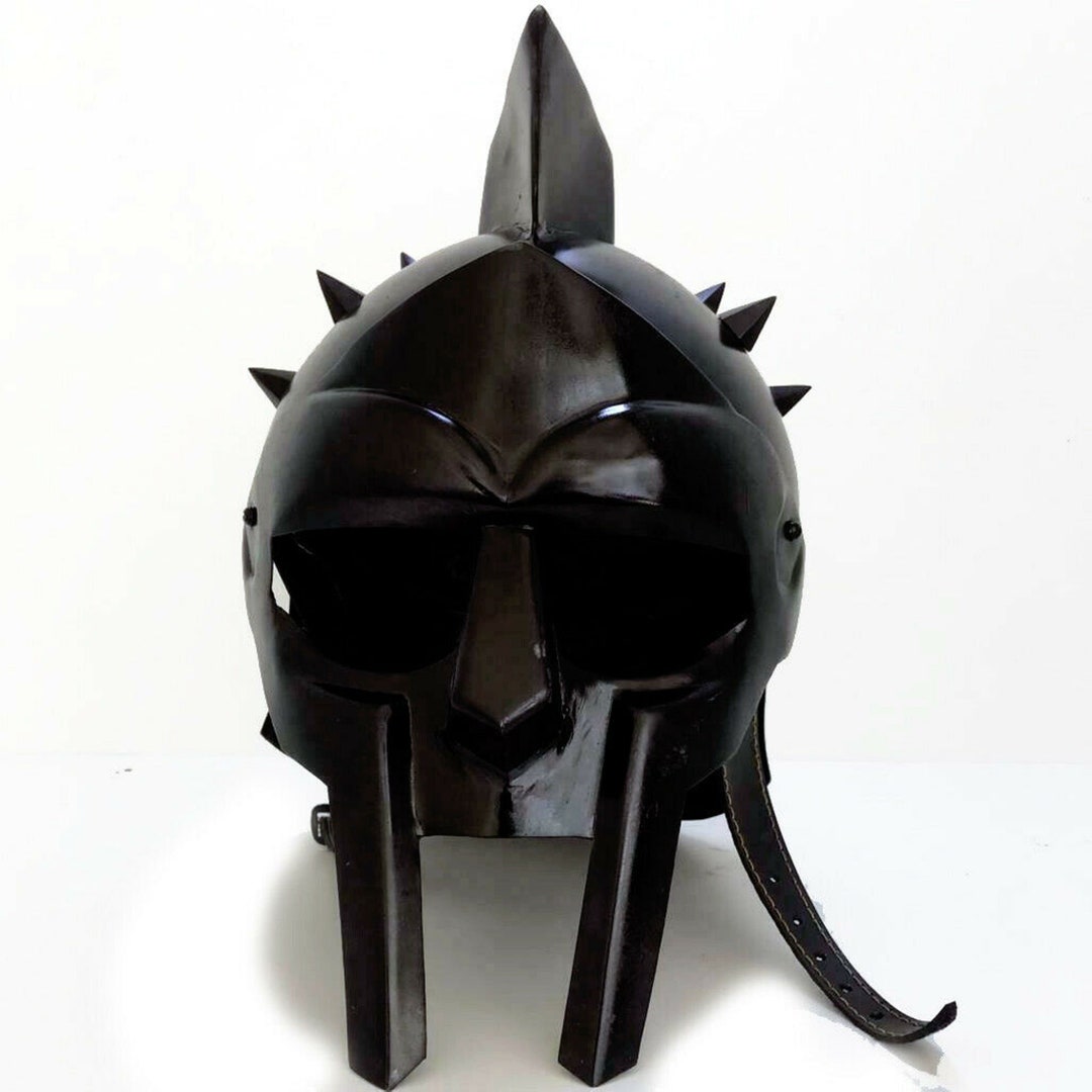Gladiator Black Helmet Roman Greek Sapartan Armor With Free Wooden ...