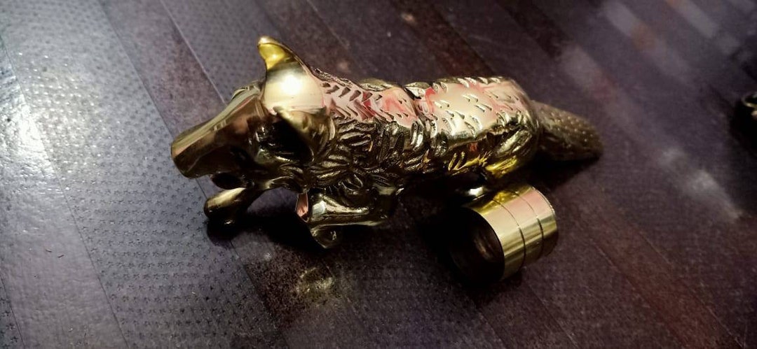 Designer Gold Brass Wolf Handle Cane for Wooden Walking Stick Style - Etsy