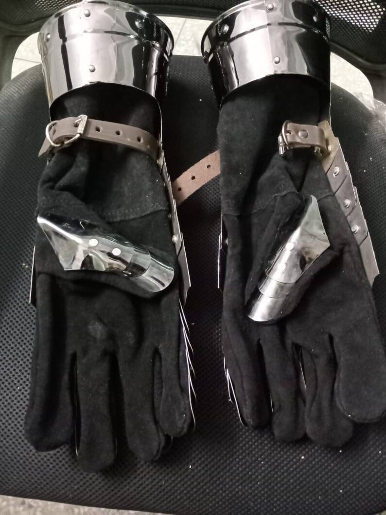 Steel Armour Knight Crusader Arm Gloves With Leather Liner - Etsy