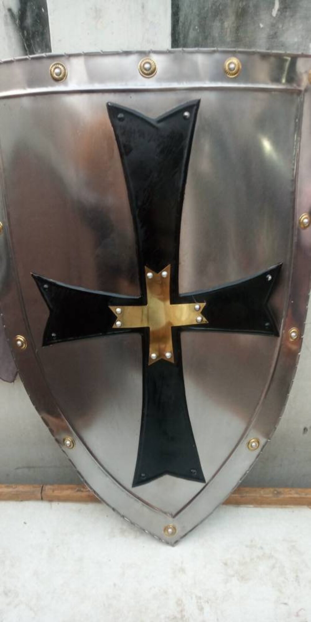 Medieval Crusader Black Cross Shield Larp Cosplay Battle - Etsy