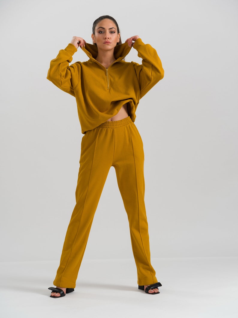 Women Cozy Fleece High-rise Sweatpants, %100 Organic Cotton Gots ...