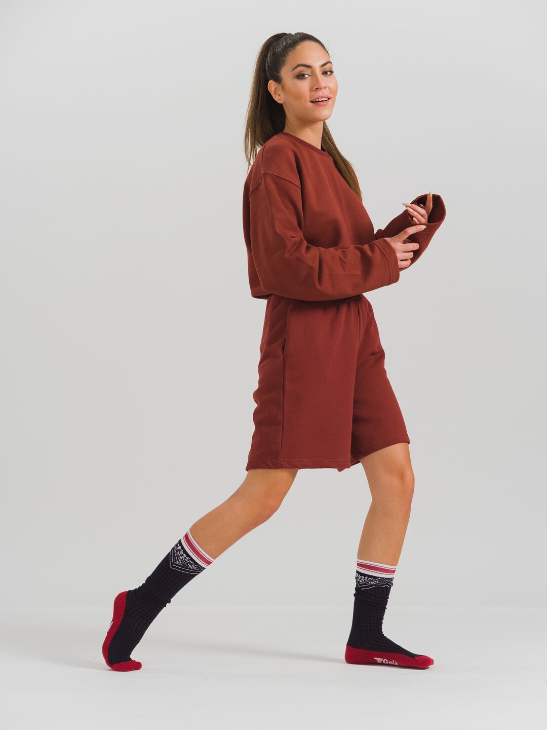 Women Organic Cotton Short, High Waist Fleece Short, GOTS Cotton Shorts ...