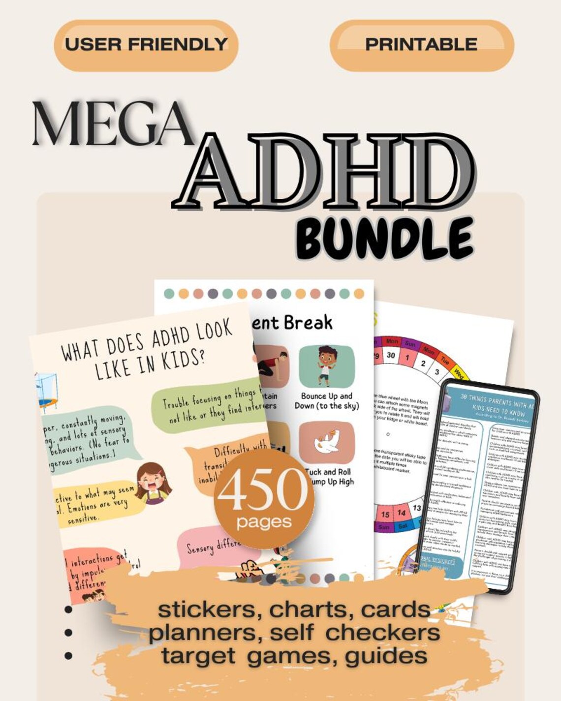 Adhd Planner Kids, Adhd Mega Bundle Printable, ADHD Checklist Planner ...