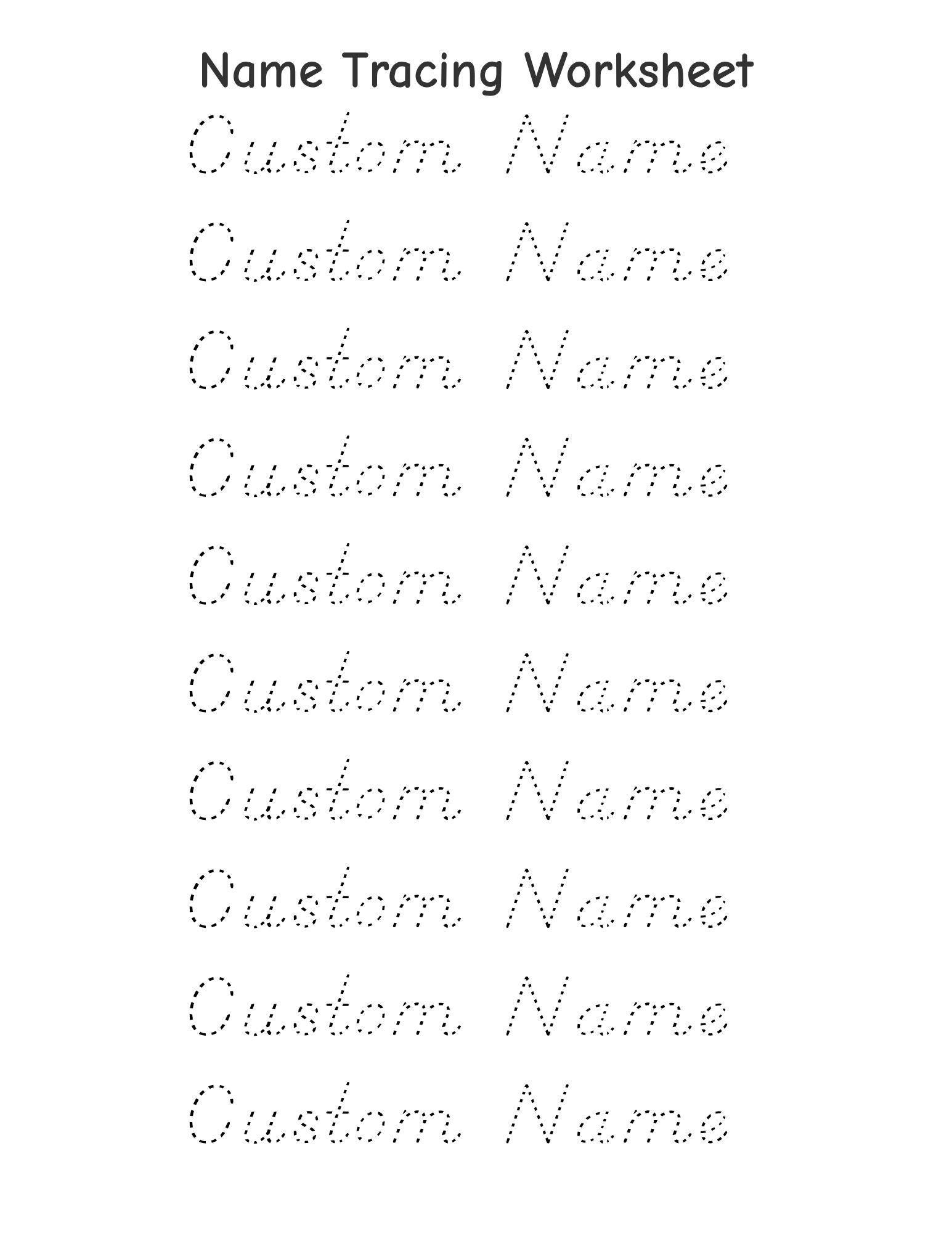 Custom Name Tracing Pages Handwriting Practice Personalized Name Trace ...