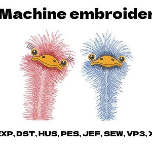Ostrich Embroidery Design Ostrich Girl and Ostrich Boy. 5 Sizes ...