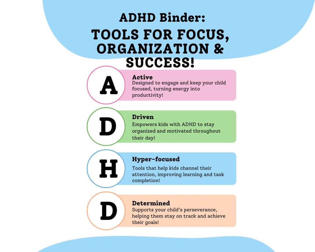 ADHD Binder: 180+ Printable Pages. Bonus 50 Pdf Materials. Checklists ...