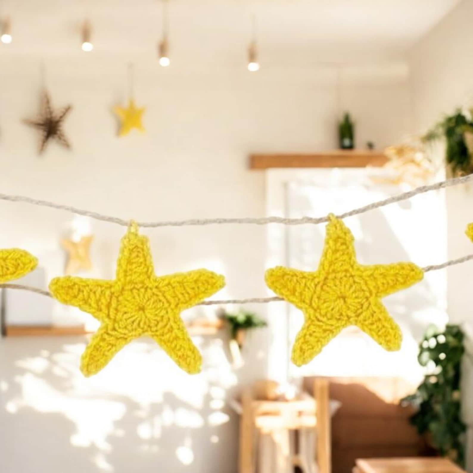 Stars Garland Crochet Pattern. Instant Download. Decor Stars, Cute ...