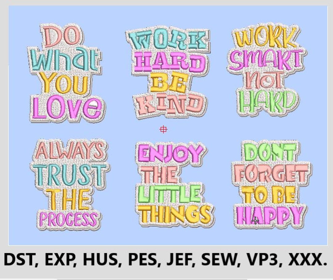 Motivational Word Embroidery Designs Bundle | Inspirational Quotes ...
