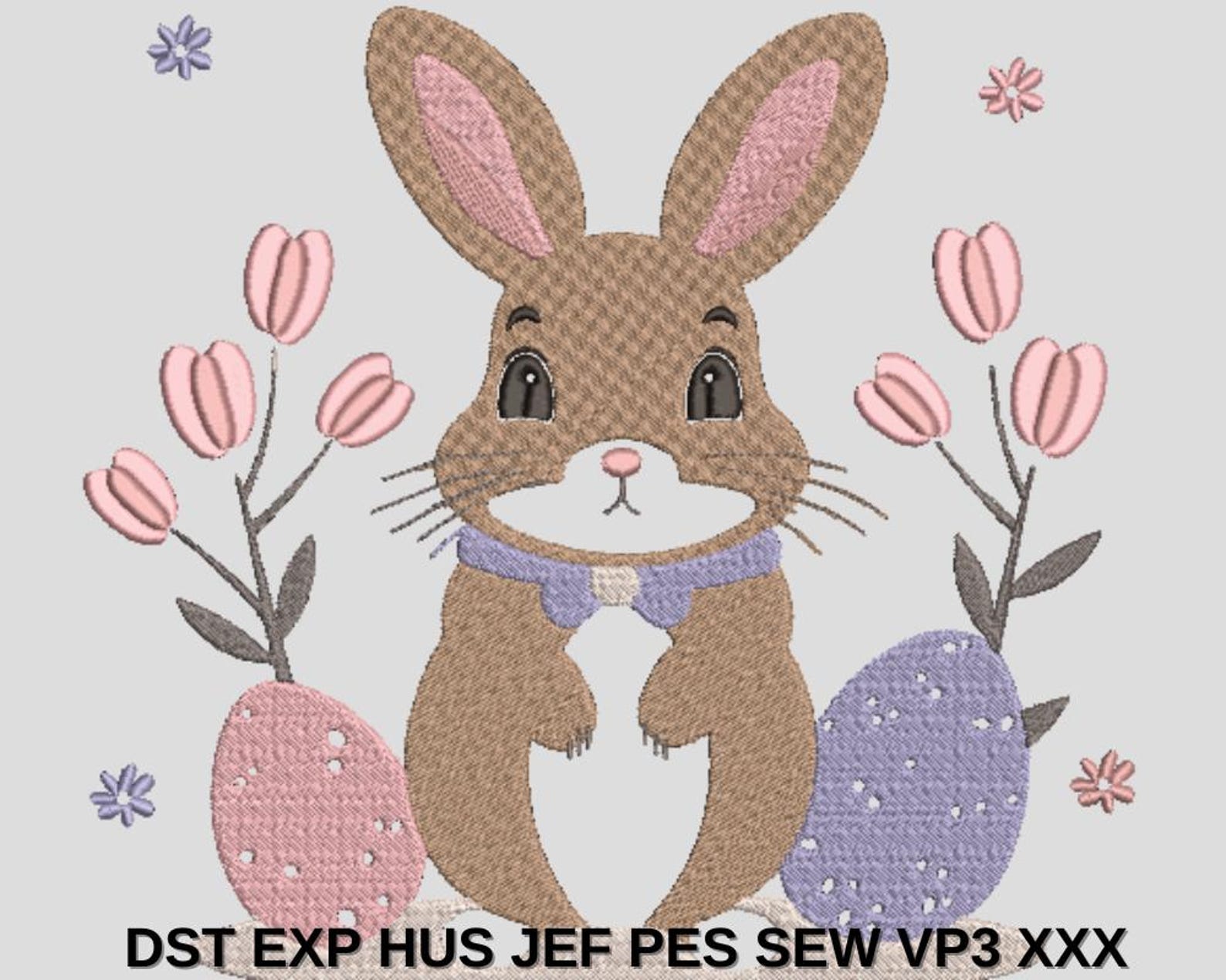 Easter Bunny Machine Embroidery Design | Spring Floral Rabbit With Eggs ...