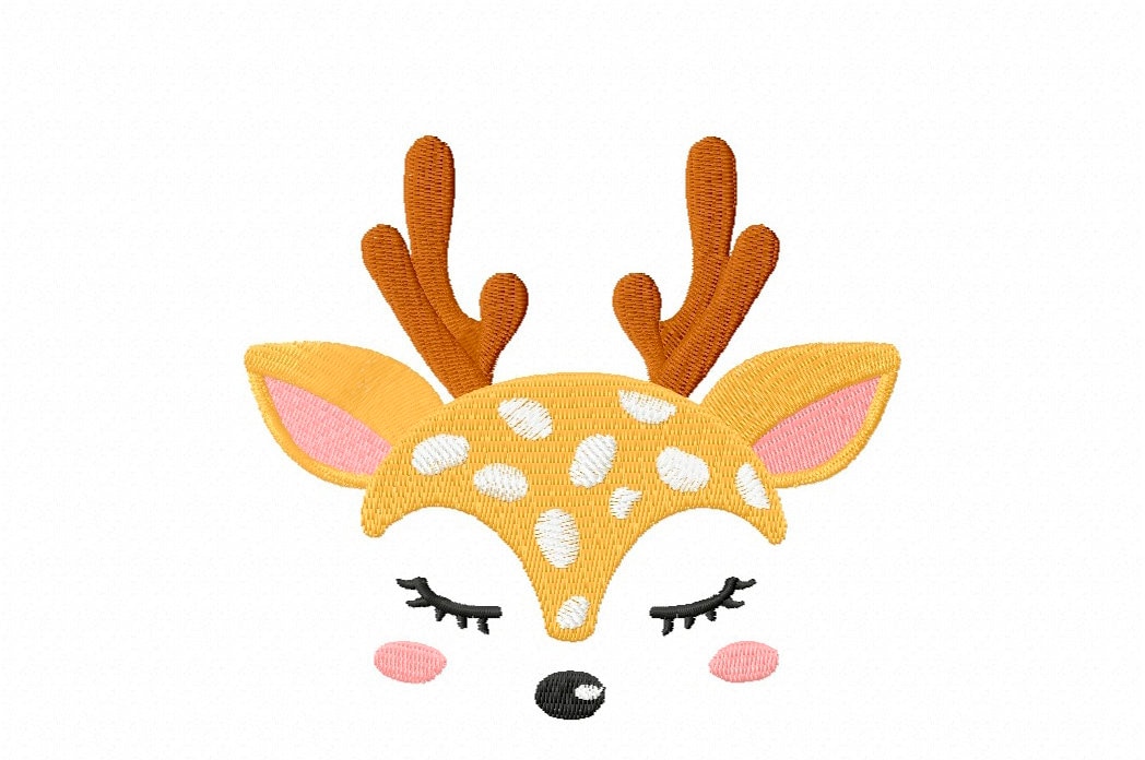 Rein Deer Face Embroidery Aplique Design 2 Size - Etsy