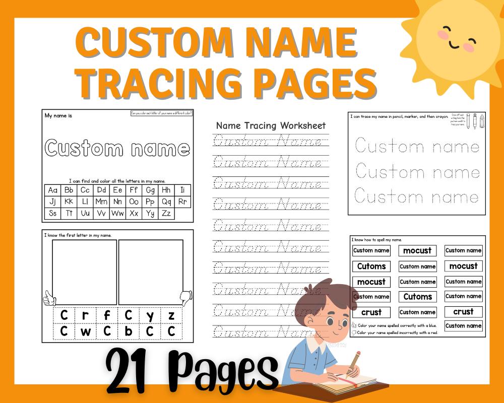 Custom Name Tracing Pages Handwriting Practice Personalized Name Trace ...