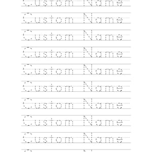 Custom Name Tracing Pages Handwriting Practice Personalized Name Trace ...