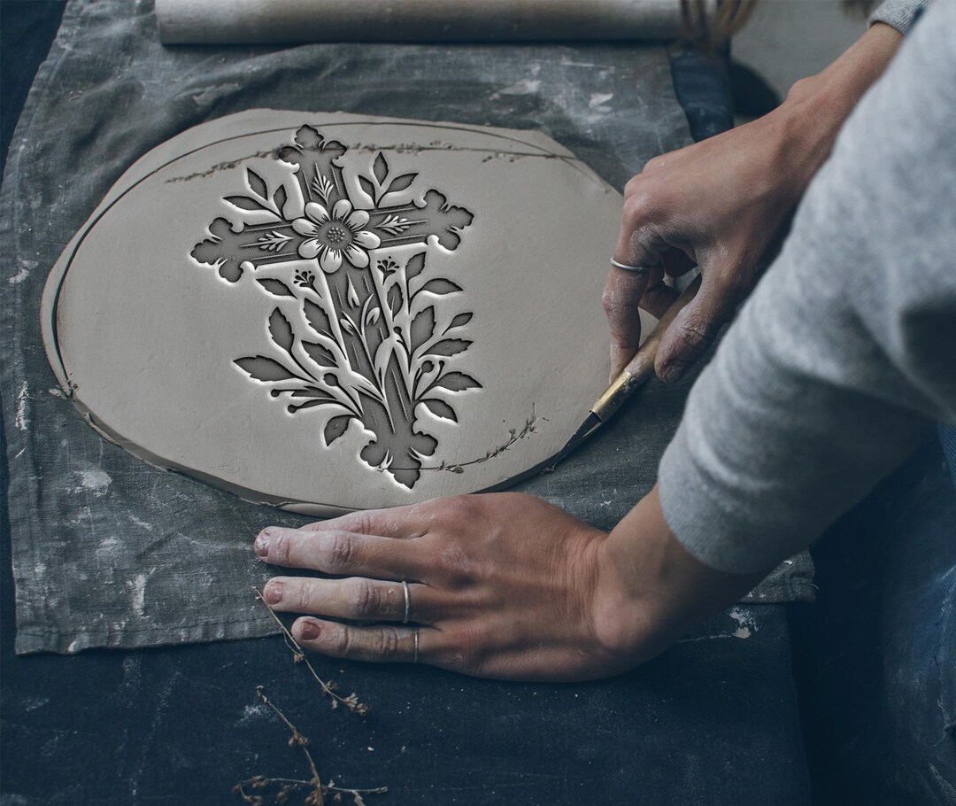 Rubber Stamp,cross Stamp, Flower Stamp, Christian Stamp, Crucifix Stamp ...