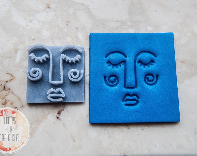 Woman Face Stamp Set I Polymer Clay Stamp I Pottery Stamp I Polymer ...