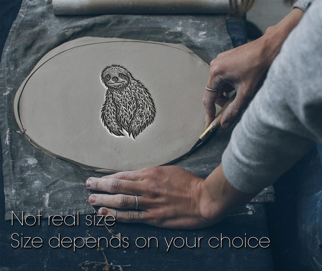 Rubber Stamp, Sloth Stamp, Sloth Decor, Pottery Stamp, Clay Stamp,soap ...
