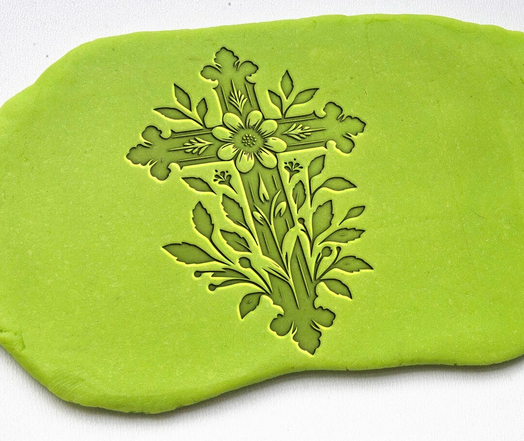 Polymer Clay Stamp, Cross Stamp, Flower Stamp, Christian Stamp ...
