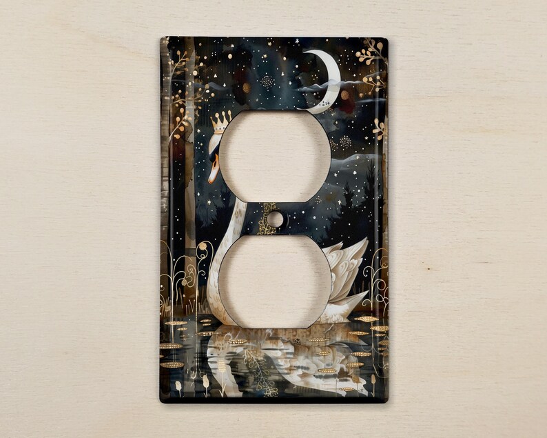 Metal Light Switch Cover | Outlet Plate, King Swan Goose Lake Decor ...