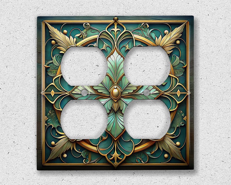 Metal Light Switch Cover | Outlet Plate, Yellow Turquoise Floral ...